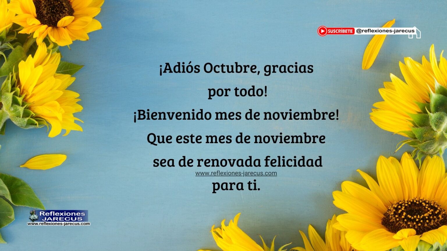 ¡Adiós Octubre, Bienvenido Noviembre! Renovada Felicidad